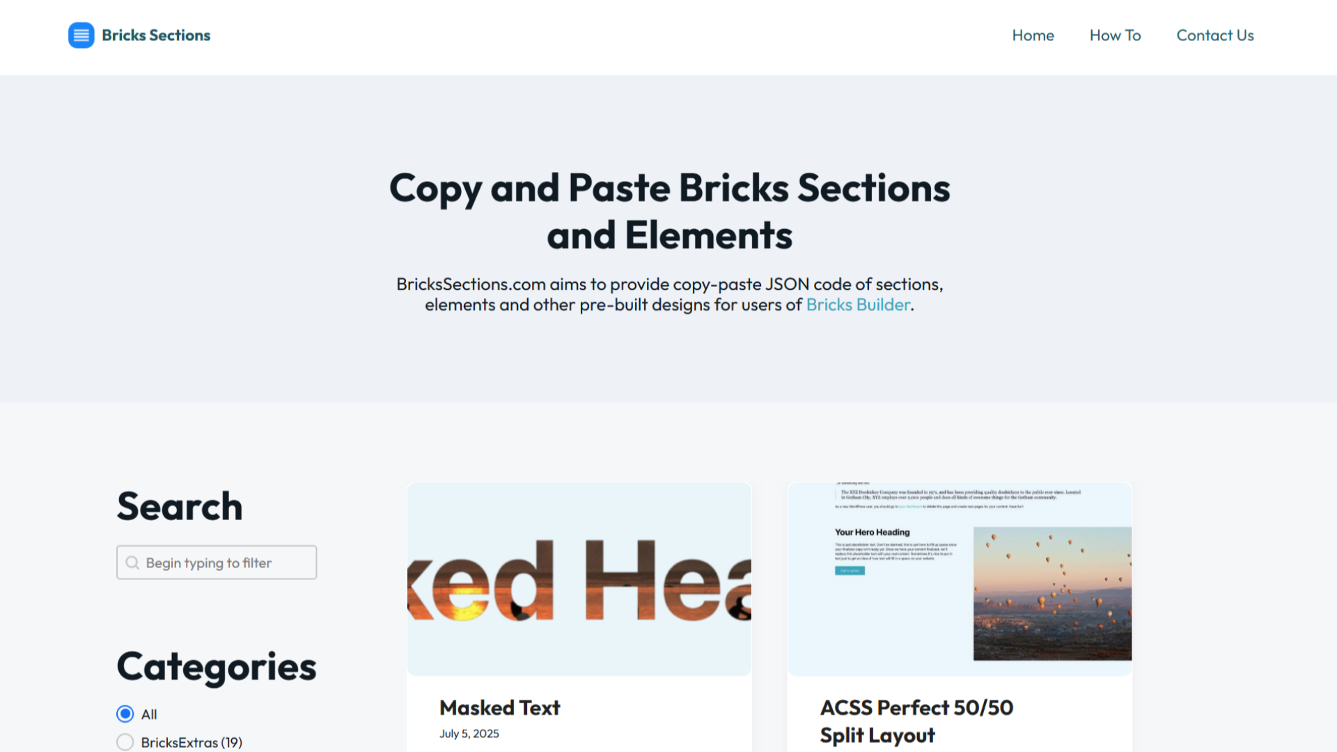 Bricks Sections • WPnomy